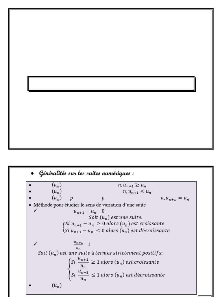 Formules des suites numériques | PDF | Séquence | Fonction monotone