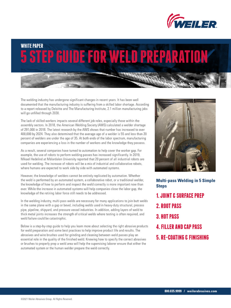 Weiler - 5 Step Guide For Weld Preparation WP | PDF | Welding ...
