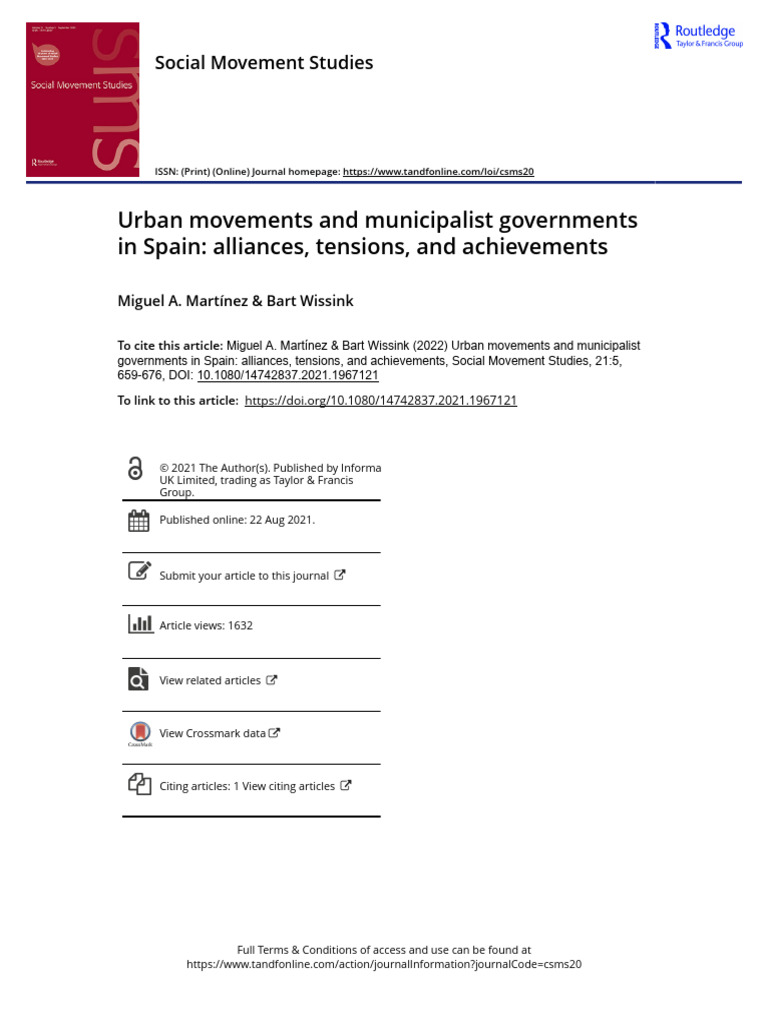 Urban Movements and Municipalist Governments in Spain Alliances ...