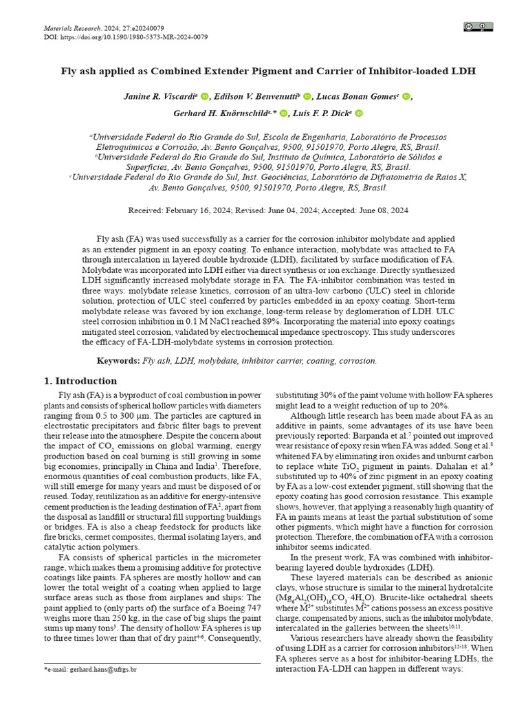 Fly Ash Applied As Combined Extender Pigment and Carrier of Inhibitor ...