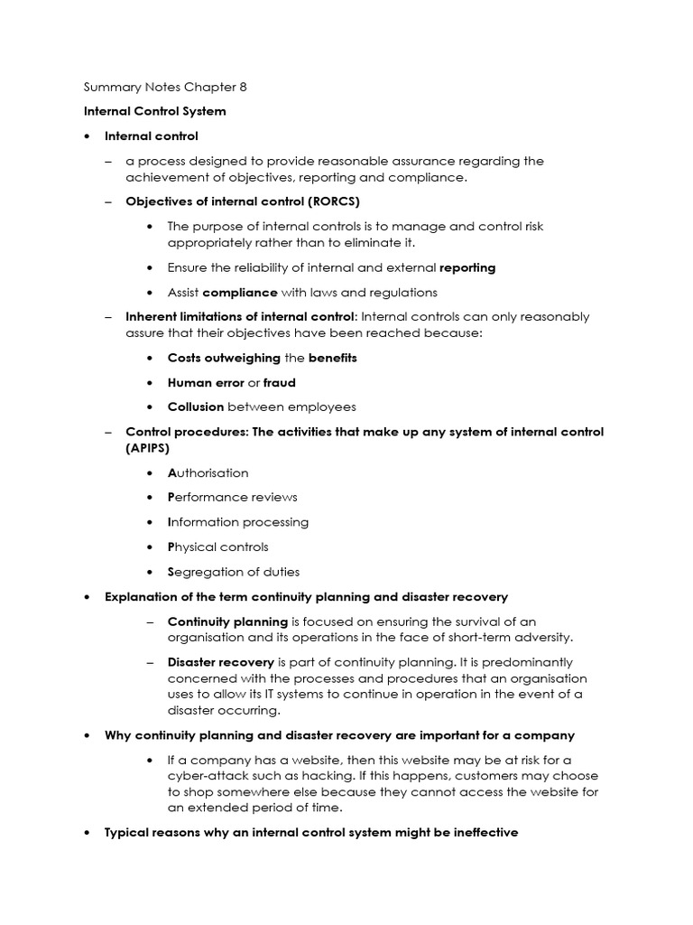 Internal Control Systems Overview | PDF | Internal Control | Business