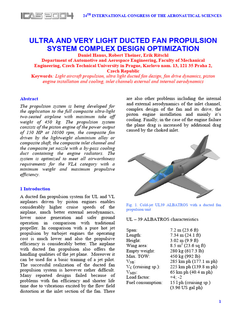 124 Ducted Fan Propulsion Research Icas2004 | PDF | Boundary Layer ...