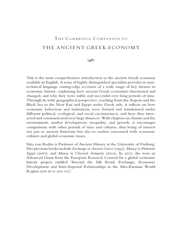The Ancient Greek Economy: HE Ambridge Ompanionto | PDF | Ancient ...