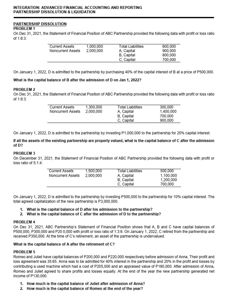 02 Partnership Dissolution Liquidation | PDF | Balance Sheet ...