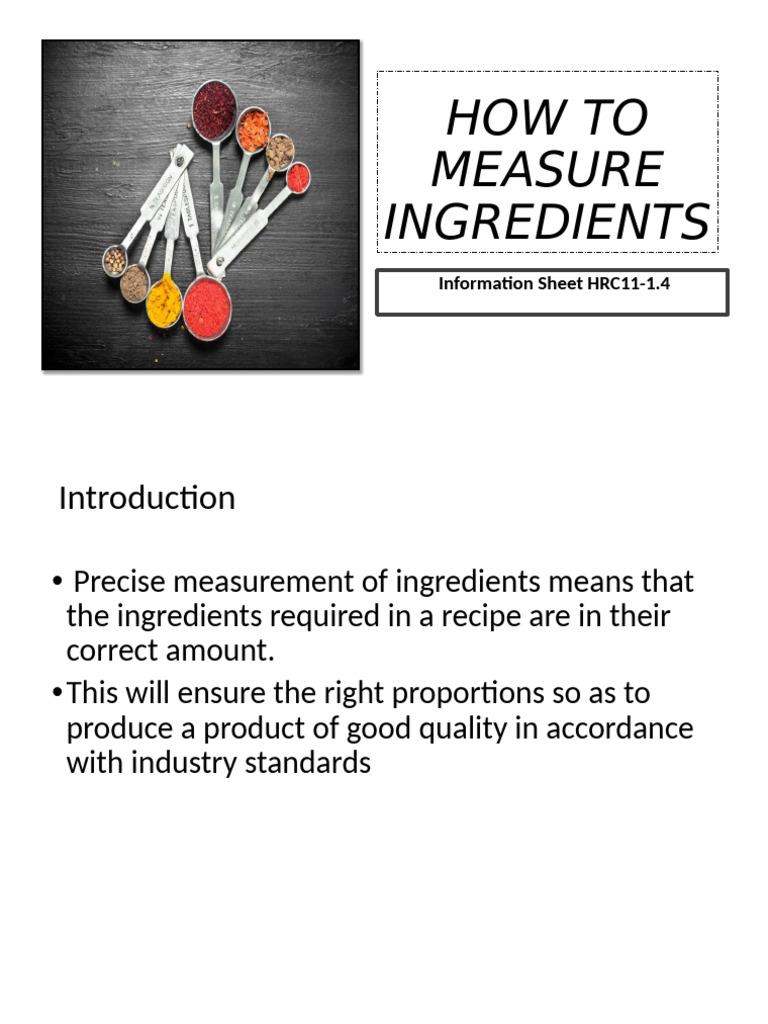 1.4 Techniques in Measuring | PDF | Teaspoon | Foods