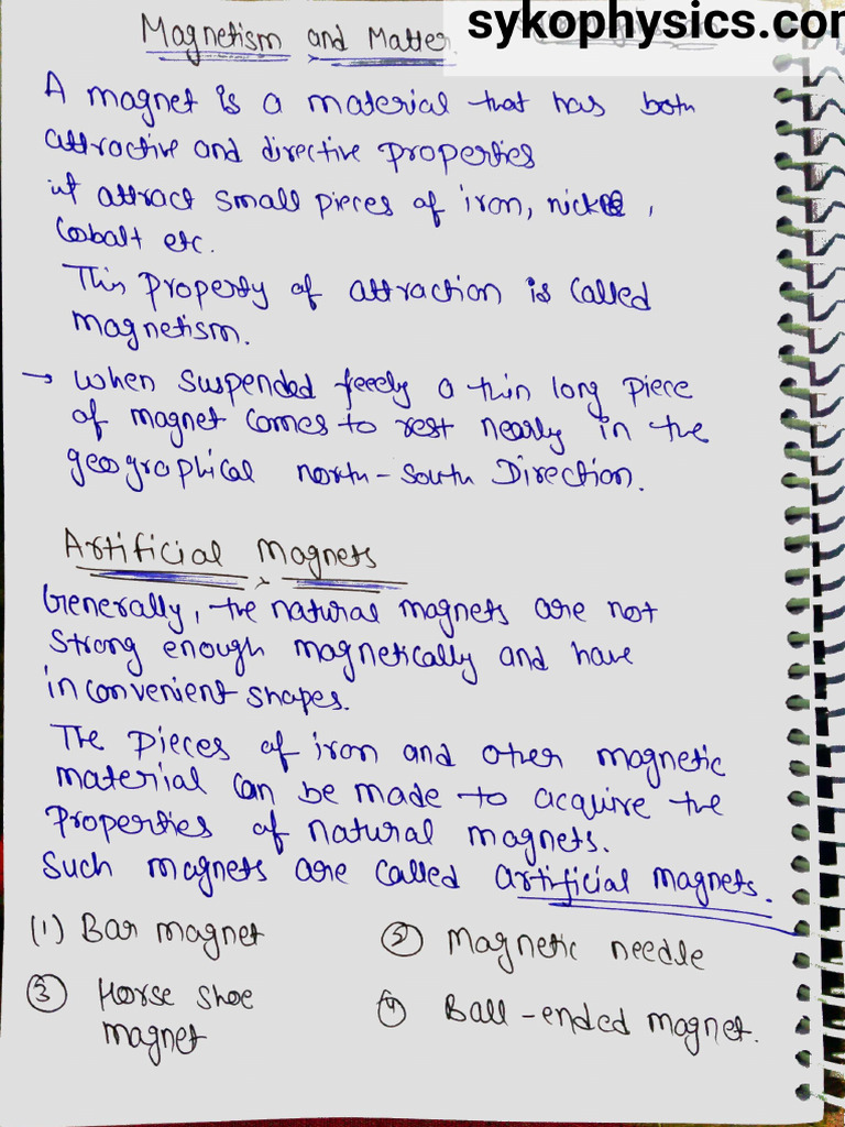 Magnetism and Matter Class 12 CH 5 Notes Physics by Sykophysics | PDF