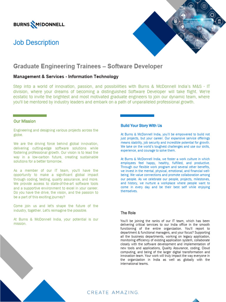 Graduate Software Developer Role | PDF | Engineering | Innovation