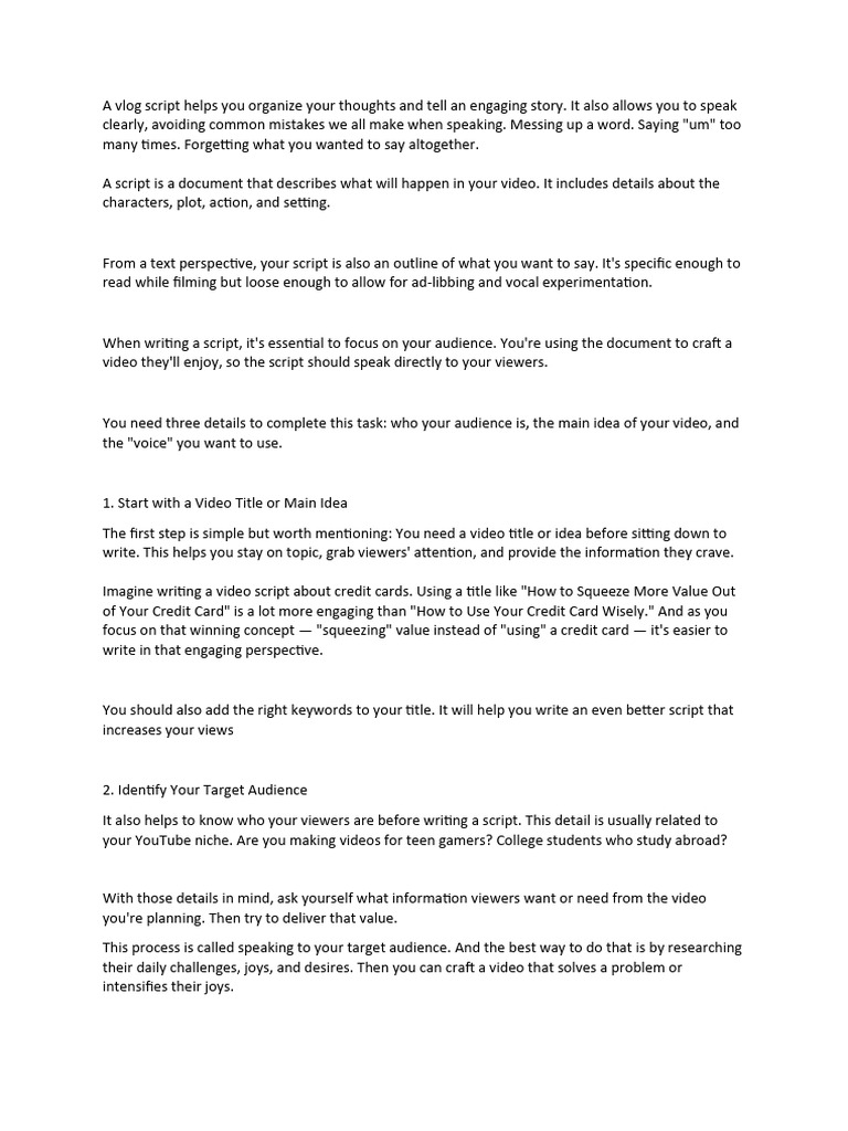 Script For Vlog Writing | PDF