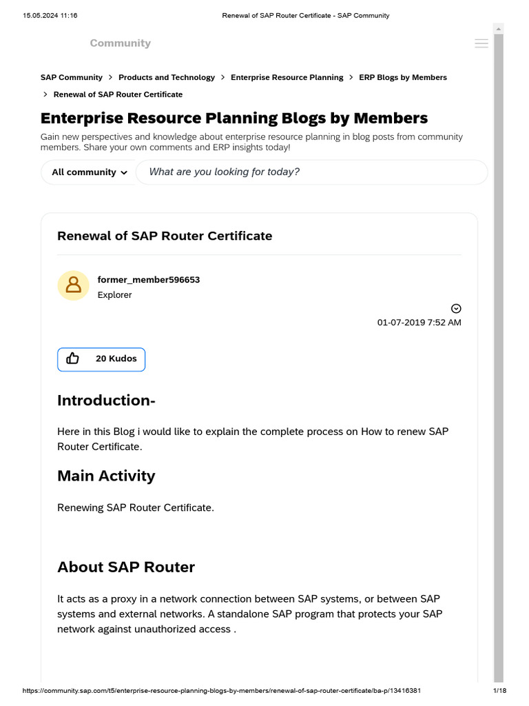 Renewing SAP Router Certificate Process | PDF | Enterprise Resource ...