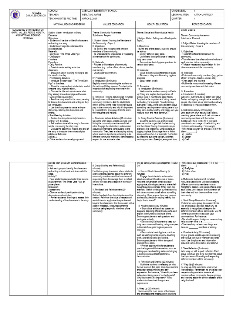 Cuf DLL Grade 1 | PDF | Learning | Teachers