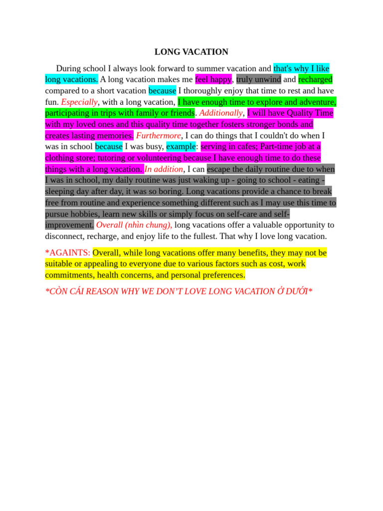 LONG VACATION | PDF | Vacation | Loneliness