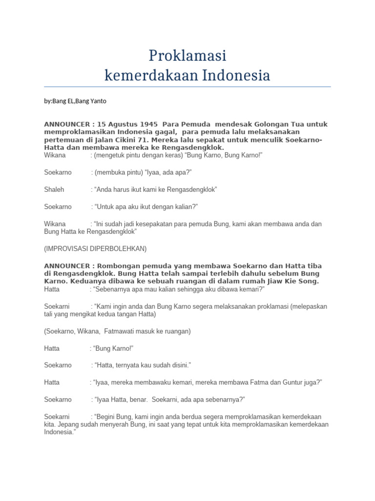 Proklamasi Kemerdekaan Indonesia 1945 | PDF | Perjalanan | Seni