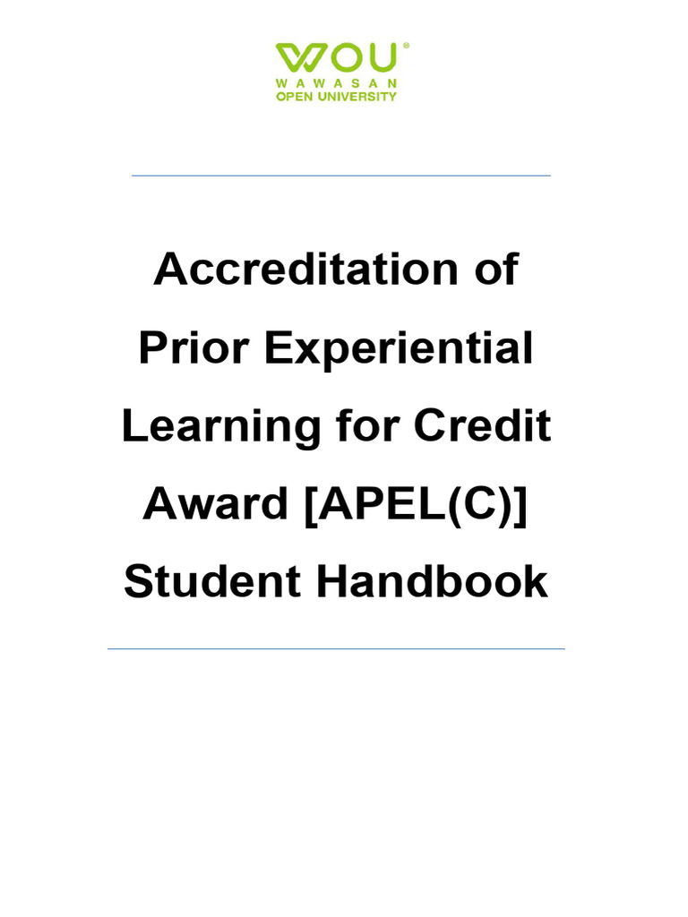 APEL (C) Student Handbook | PDF | Educational Assessment | Learning