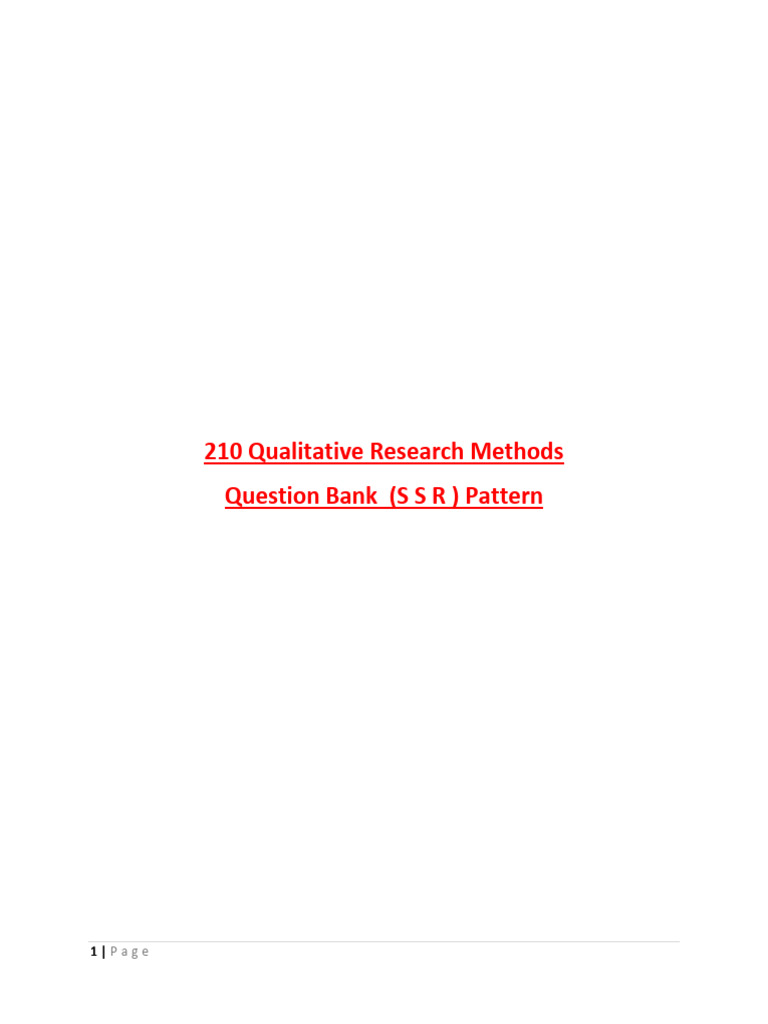 210 QRM Questions Bank SSR Pattern (1) | PDF | Methodology ...