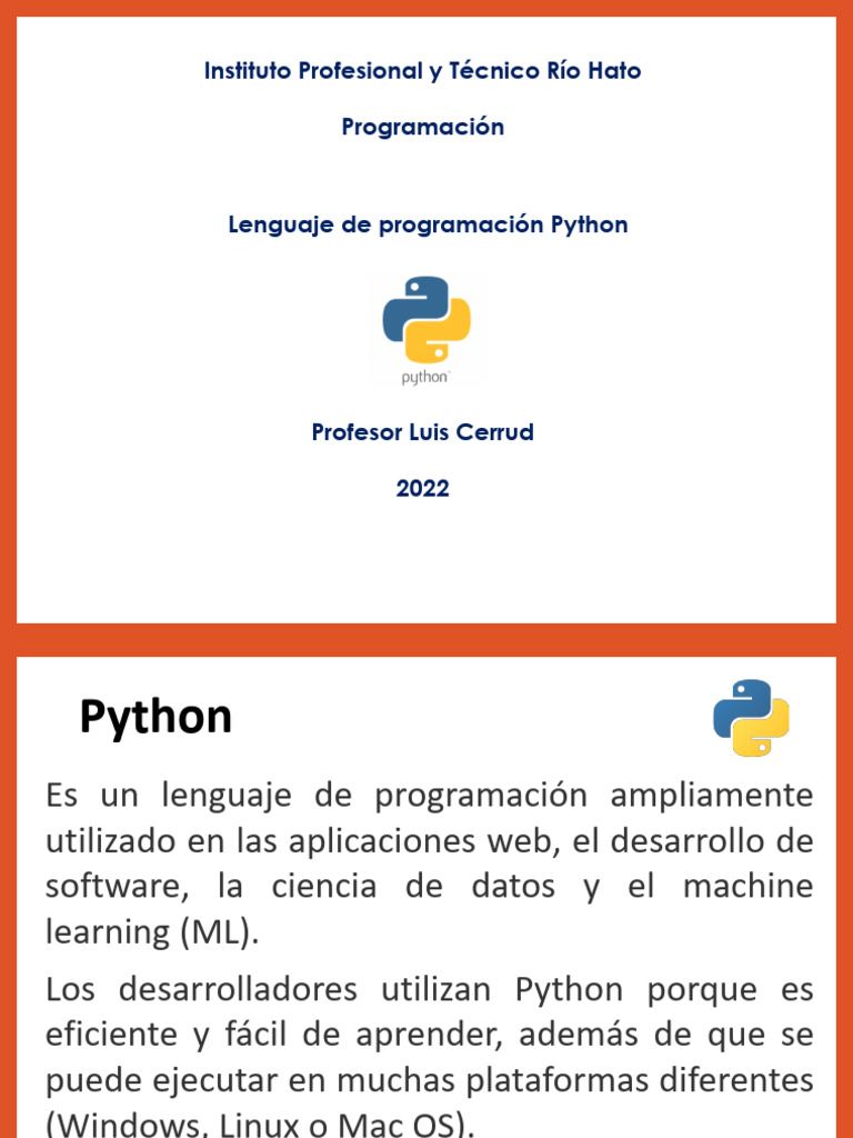 Tema # 2 - Introducción a Python | PDF | Lenguaje de programación | Python (lenguaje de ...