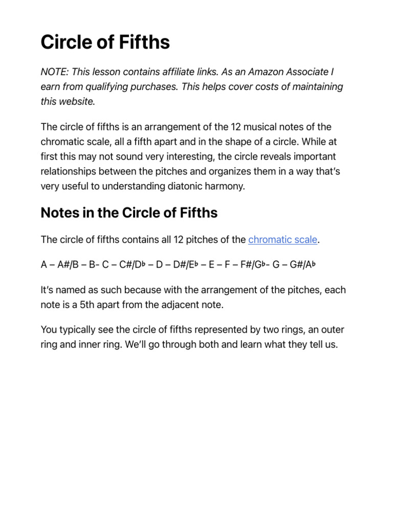 Circle of Fifths | PDF | Chord (Music) | Harmony