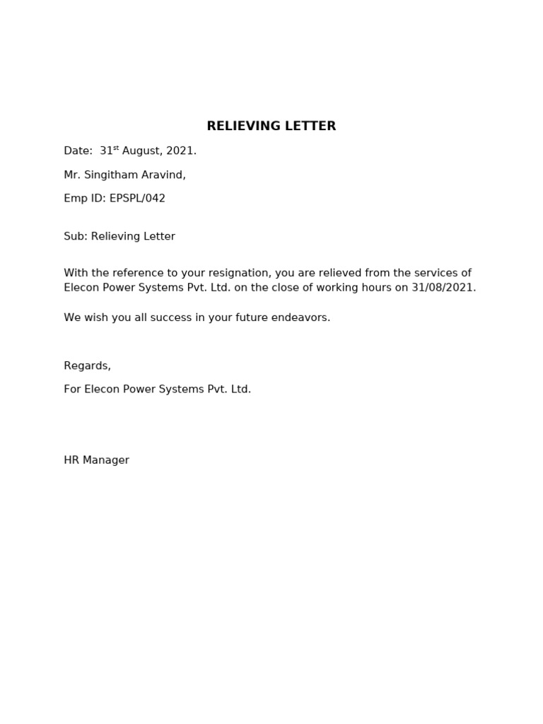 Employee Relieving Notices | PDF