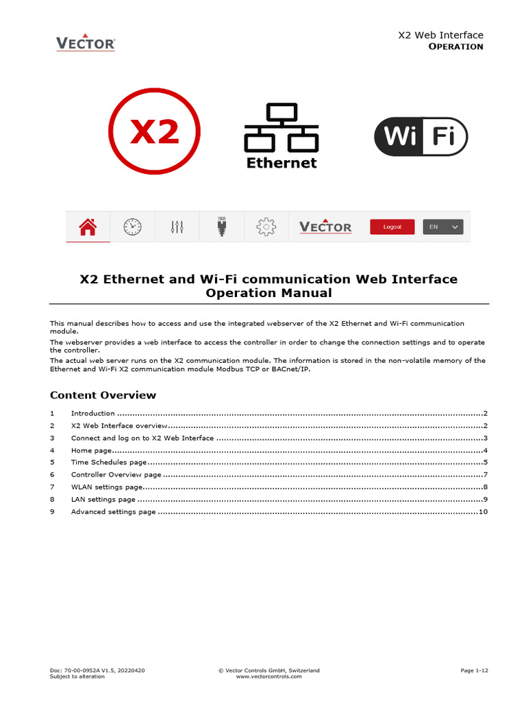 VECTOR X2 WEB INTERFACE OPERATION | PDF | Wi Fi | Ip Address