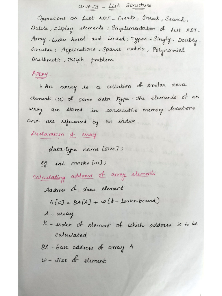 Dsa Unit 2 Notes | PDF