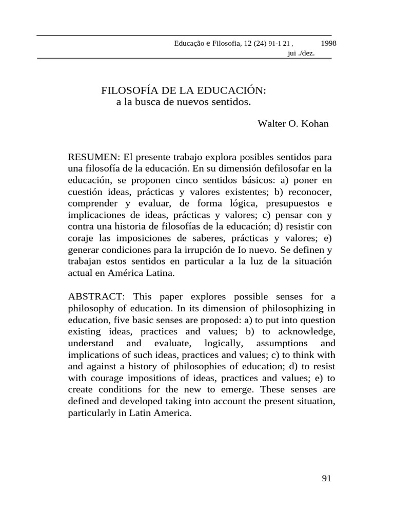 Filosofía Educativa: Nuevos Sentidos | PDF | Pensamiento | Teoría