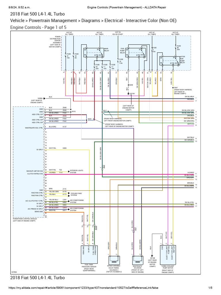 2018 Fiat 500 Electrical Diagrams | PDF | Engines | Vehicle Technology