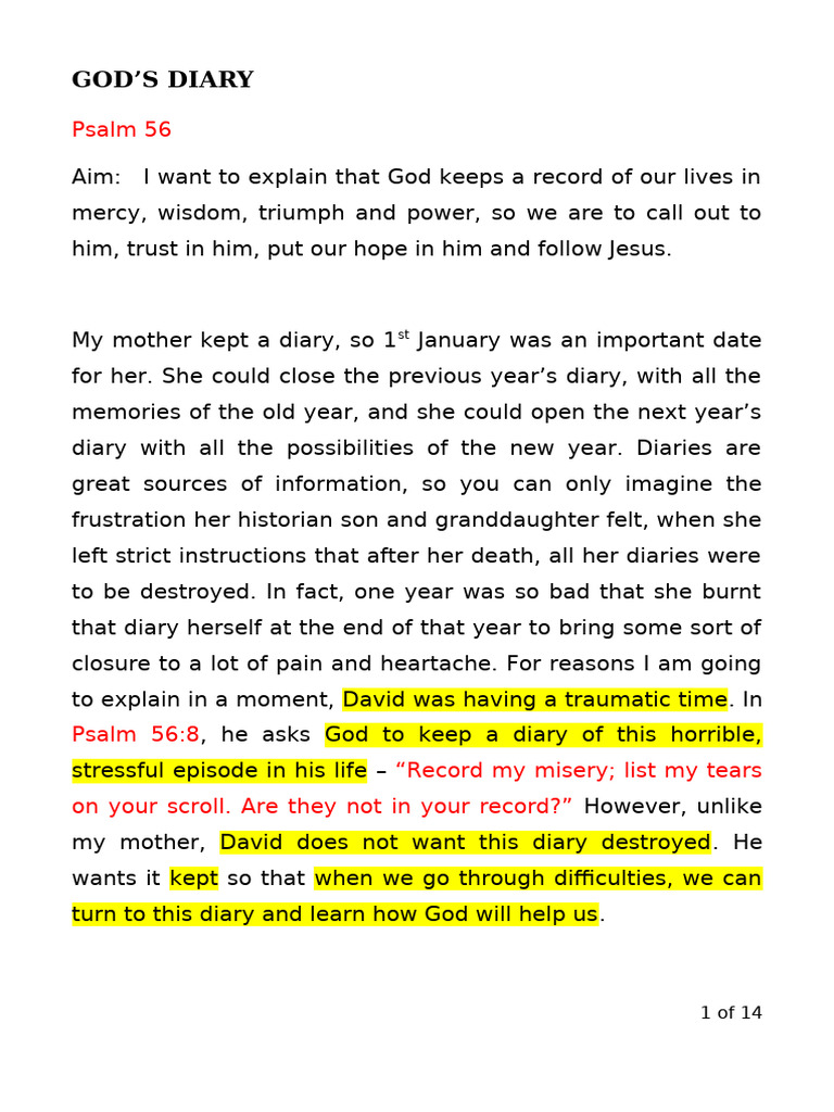God's Diary | PDF | David | Books Of Samuel