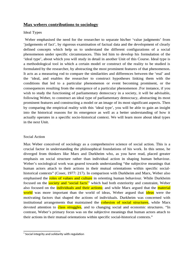 Scholars Comparison | PDF | Max Weber | Émile Durkheim