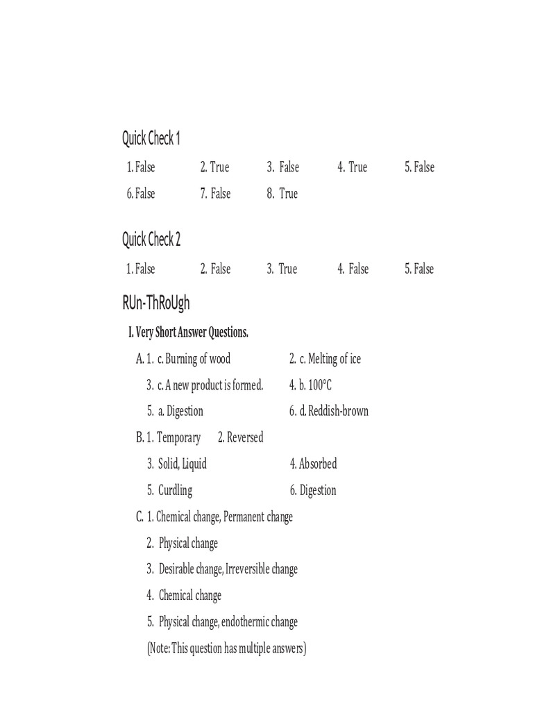 Gr 7 Ch 2 Answer Key 4 | PDF | Combustion | Freezing