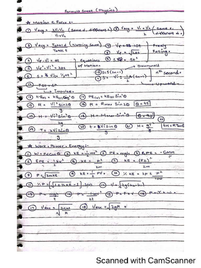Physics Net Formulas 240212 093458 | PDF