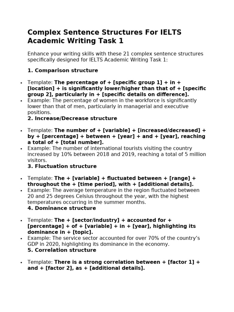 Complex Sentances For IELTS Task 1 | PDF | Sentence (Linguistics) | Air ...