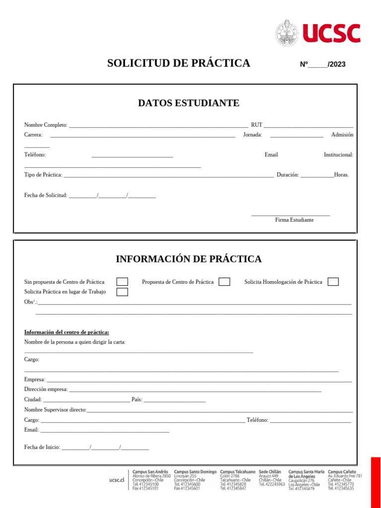 01_Formulario Solicitud de Practica Profesional (1) | PDF