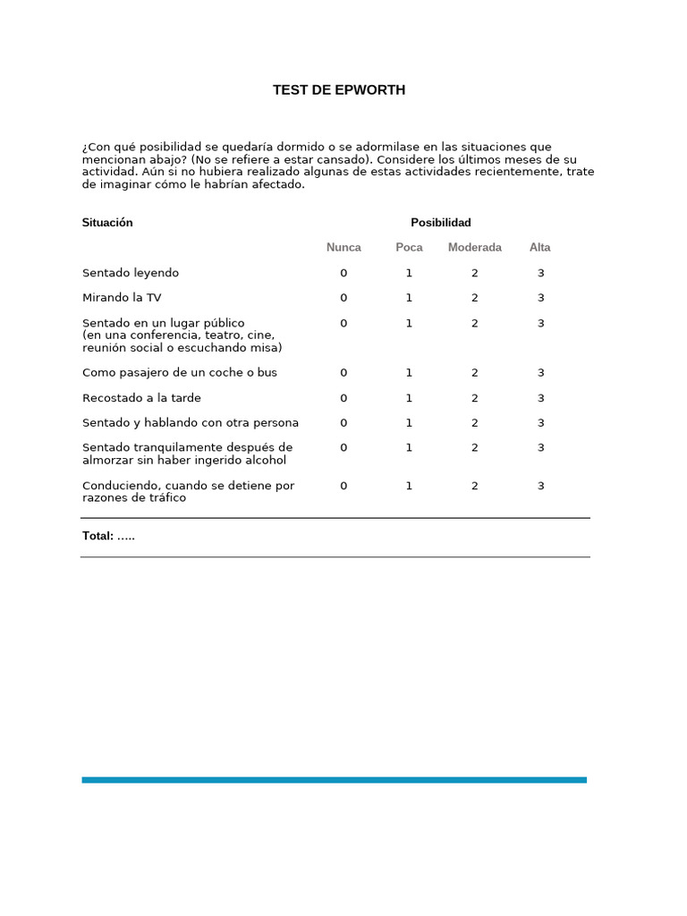 Test - de - Epworth WORD | PDF