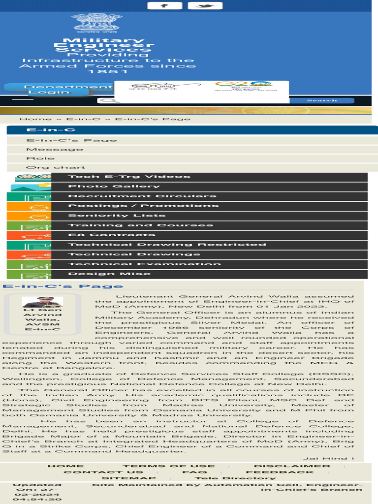 E-In-C's Page Military Engineer Services Military Engineer Services, Government of India | PDF ...