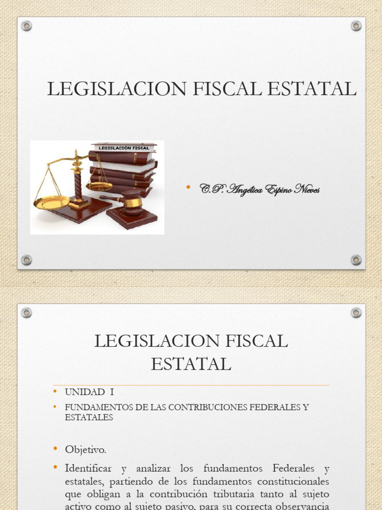 Unidad i. Legislacion Fiscal Estatal | PDF | Estado (política) | Impuestos