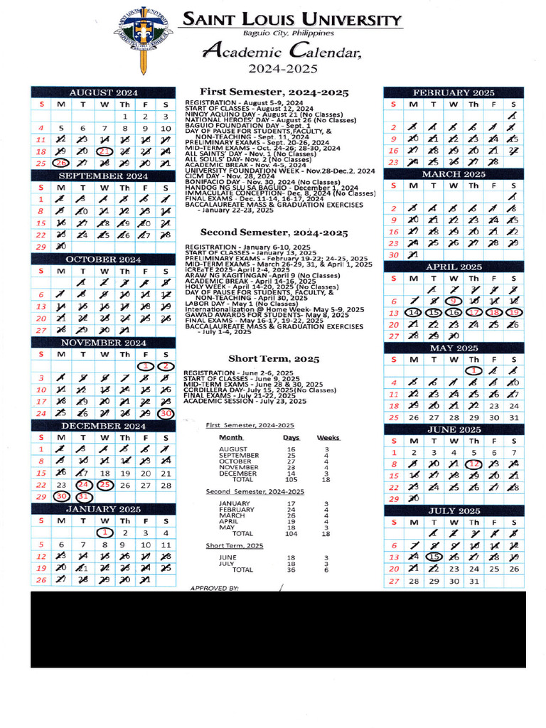 SLU Academic Calendar AY 2024 2025 Redacted | PDF