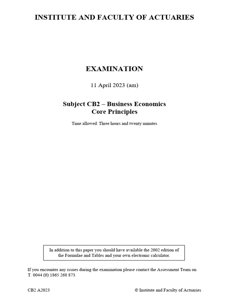 CB2 - April23 - EXAM - Clean Proof | PDF | Aggregate Demand | Inflation