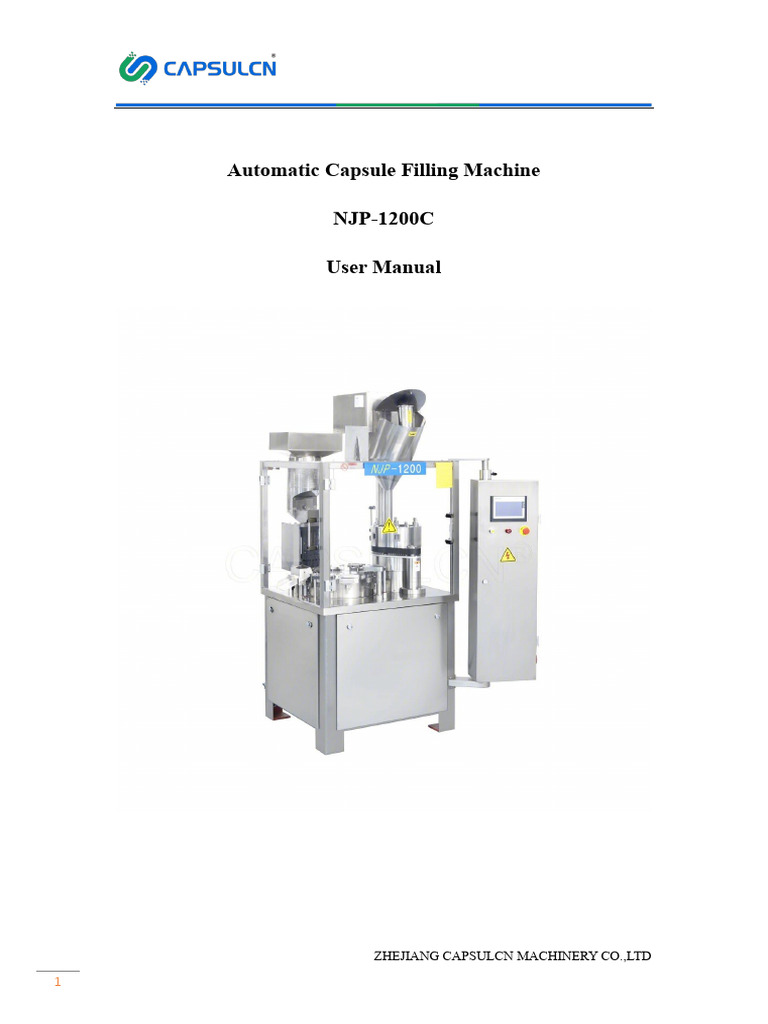 Automatic Capsule Filling Machine NJP-1200C | PDF | Screw | Bearing ...