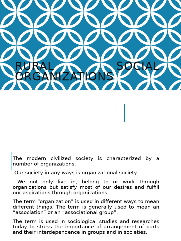 Rural Social Organizations Overview | PDF | Family | Society