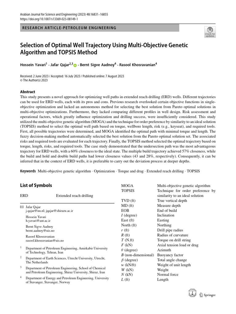 Selection of Optimal Well Trajectory Using Algorithm | PDF | Oil Well | Mathematical Optimization