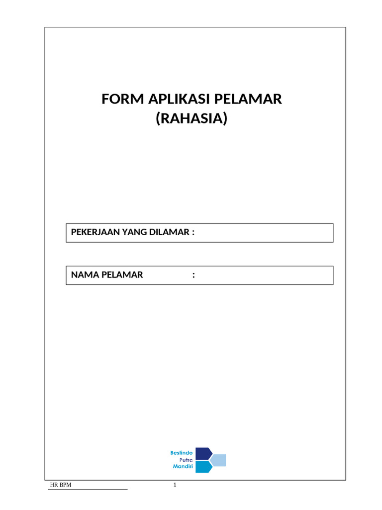 Form Aplikasi Pelamar | PDF | Karier & Perkembangan