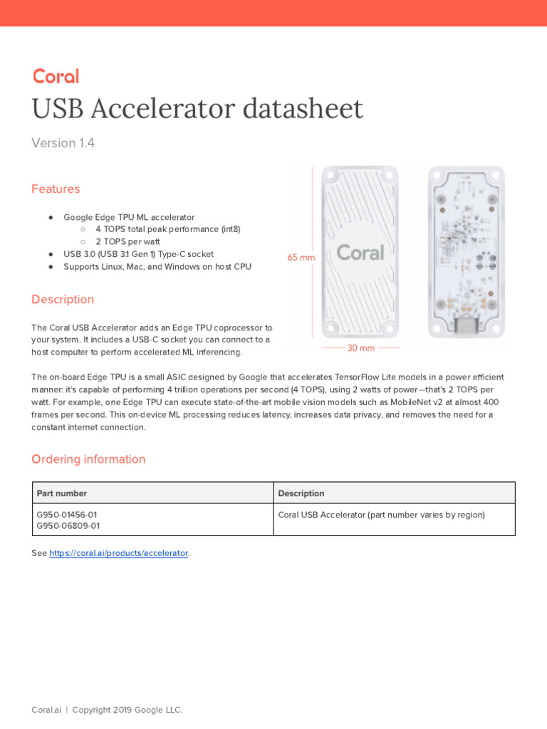 Coral USB Accelerator Datasheet-3460241 | PDF | Usb | Electrical Connector