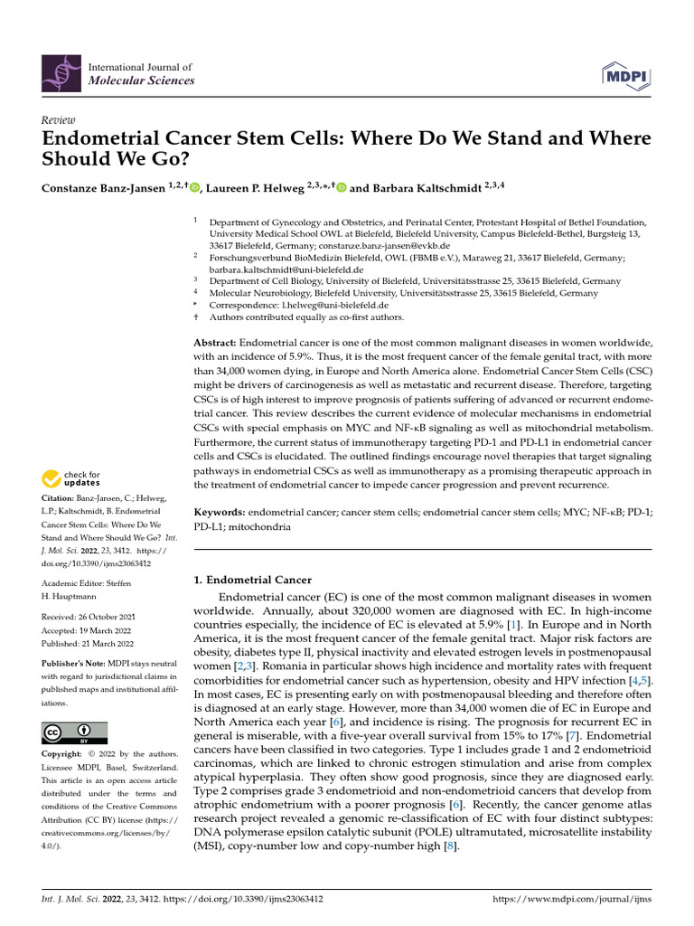 Endometrial Cancer Stem Cells | PDF | Myc | Nf κb