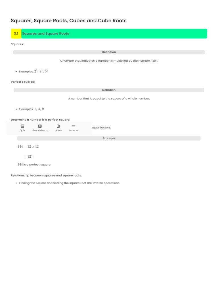Square and Square Root | PDF | Square Root | Numbers