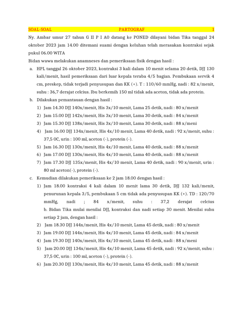 Soal Partograf 2023 | PDF