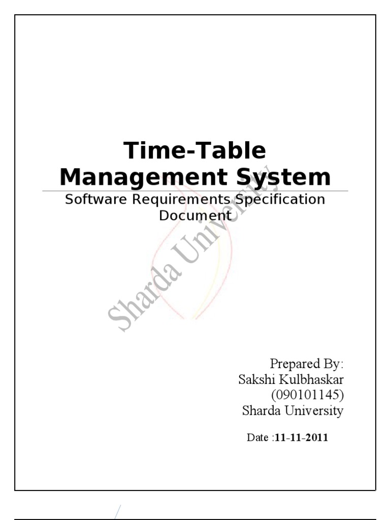 Time-Table Management System: Software Requirements Specification ...