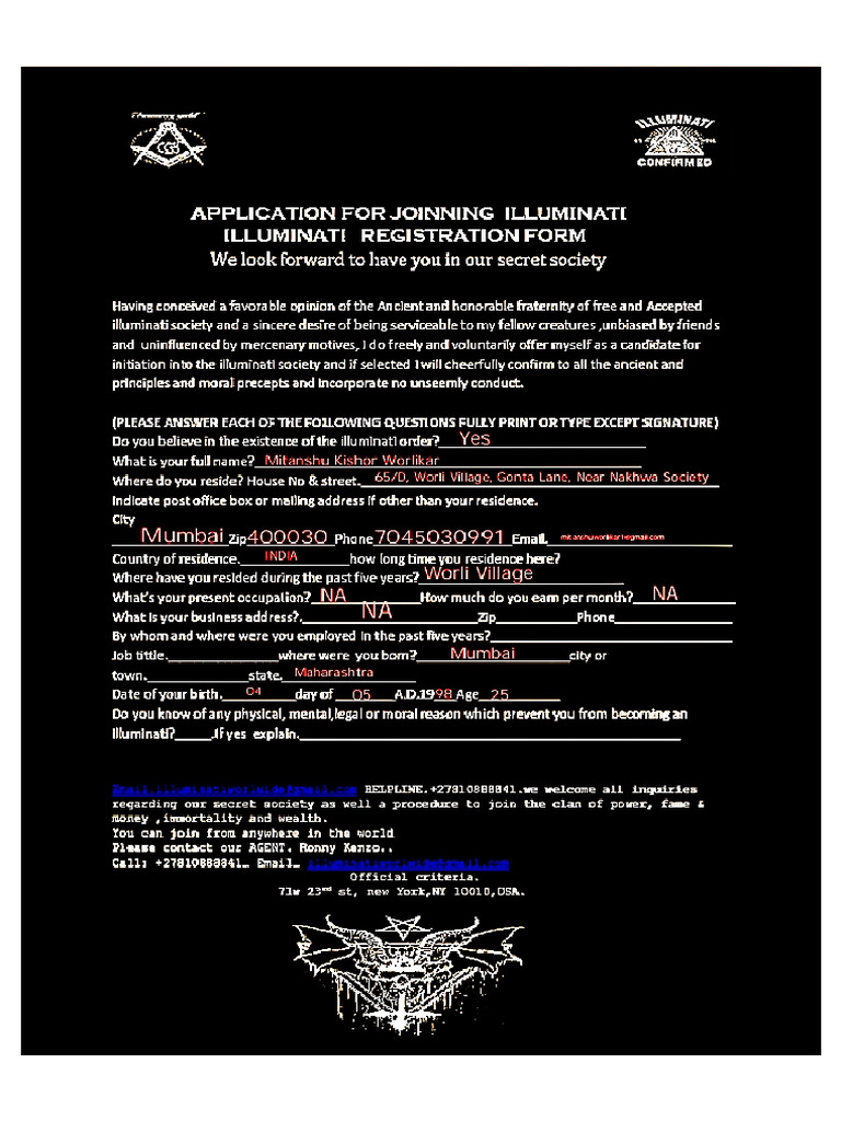 Illuminati Form 2024 | PDF