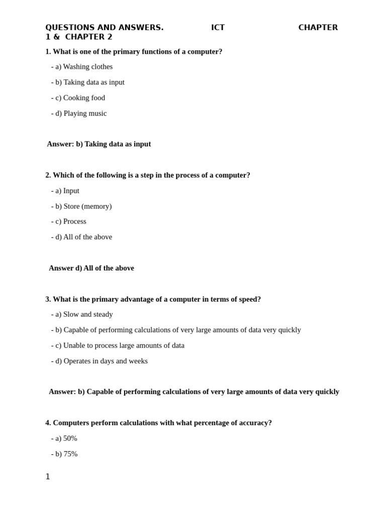 ICT Chapter 1 & 2 Q&A Guide | PDF | Banks | Information Technology