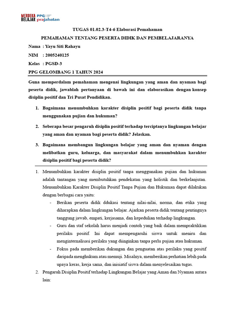 Elaborasi Pemahaman t4 PPDP | PDF