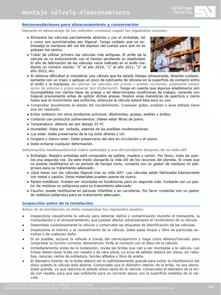 Montaje y Mantenimiento VALVULA MARIPOSA SIGEVAL | PDF | Residuos ...