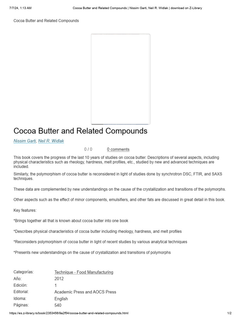 Cocoa Butter: Studies & Techniques | PDF | Technology & Engineering